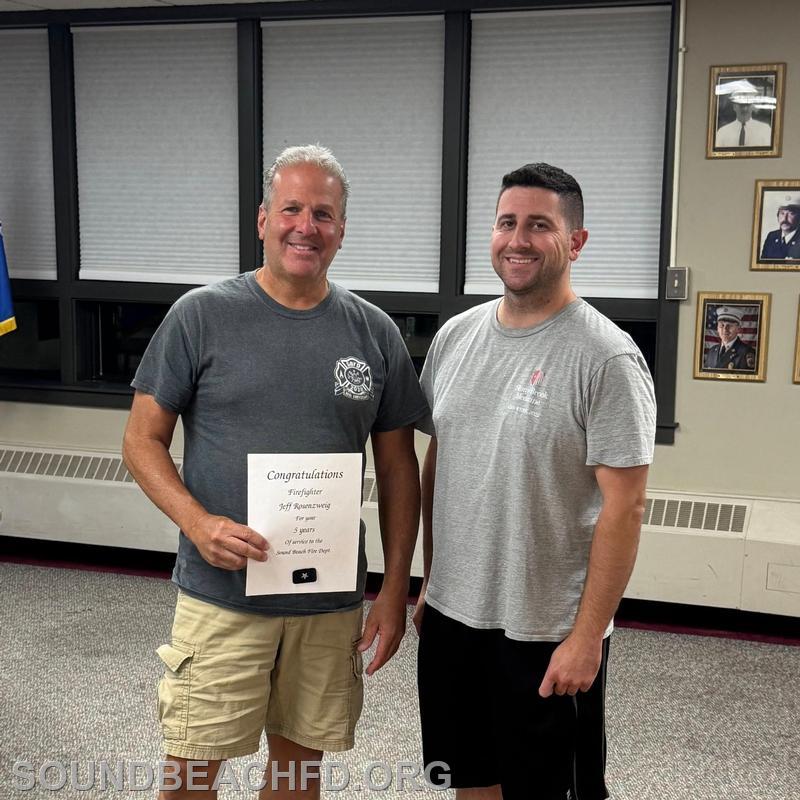 August Service Awards And Certifications - Sound Beach Fire Department
