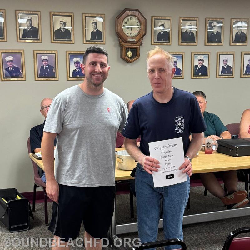 August Service Awards And Certifications - Sound Beach Fire Department