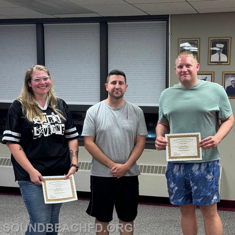 August Service Awards And Certifications - Sound Beach Fire Department